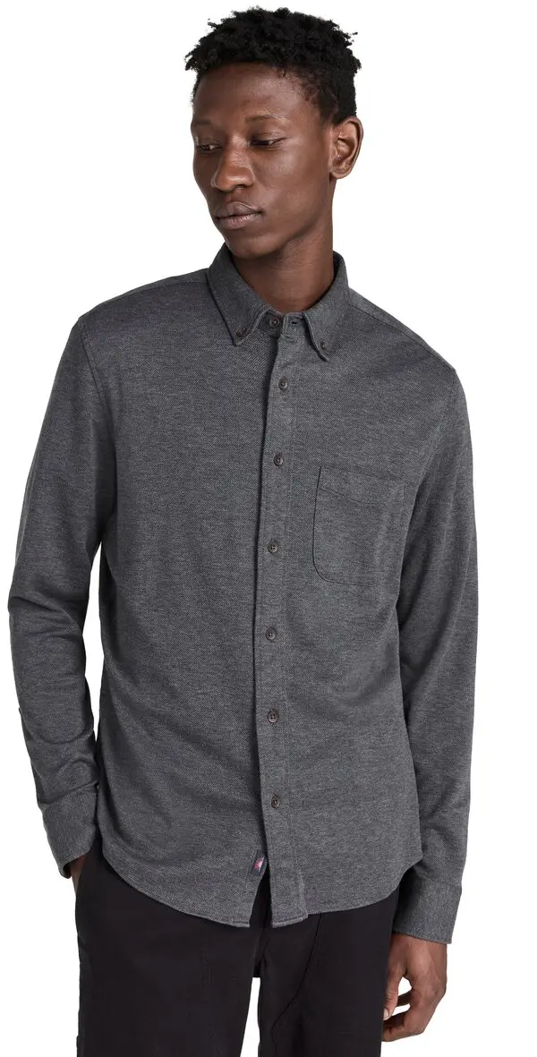 Faherty Brand Coastline Knit Shirt - Charcoal Heather Twill