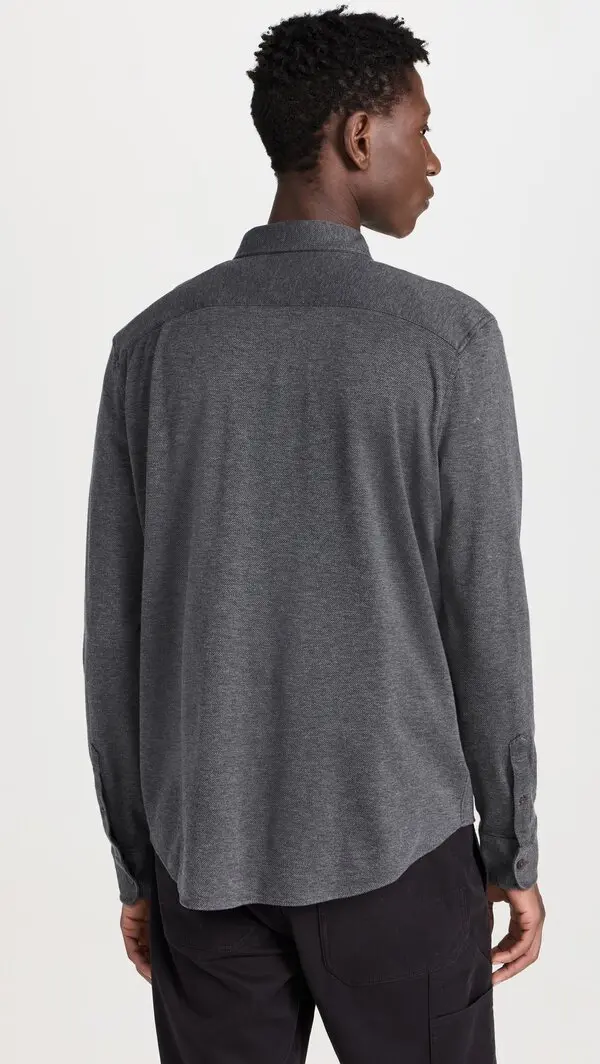 Faherty Brand Coastline Knit Shirt - Charcoal Heather Twill