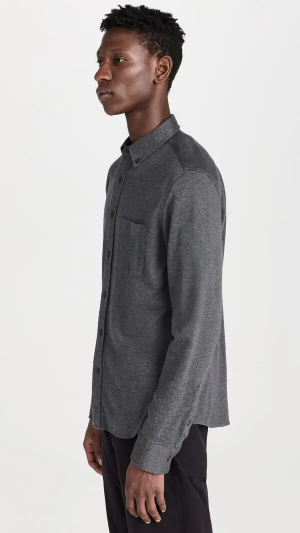 Faherty Brand Coastline Knit Shirt - Charcoal Heather Twill