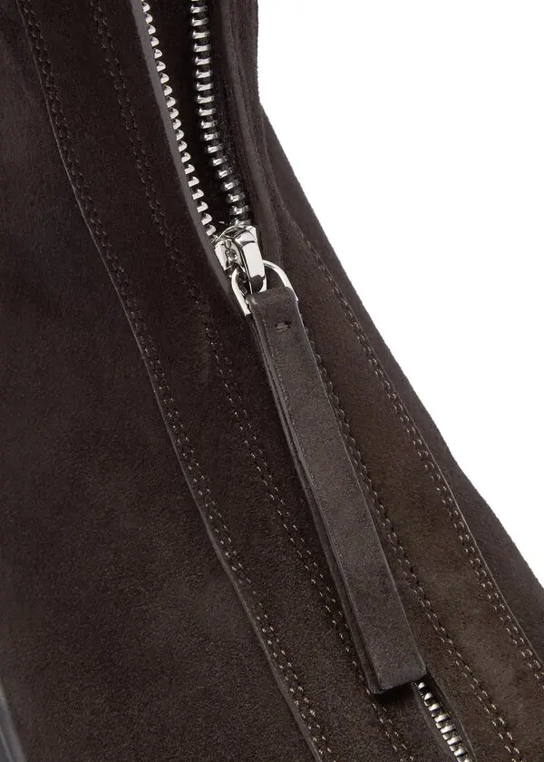 THE ROW Zipped Suede Ankle Boots - Dark Brown