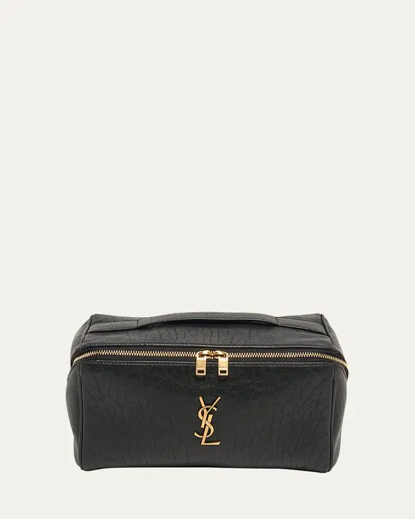 Saint Laurent Vanity Case In Grained Leather - Noir