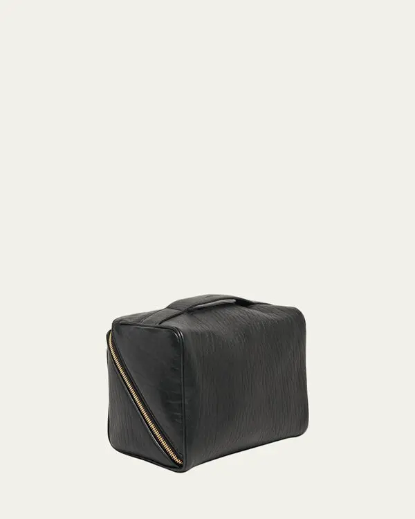 Saint Laurent Vanity Case In Grained Leather - Noir