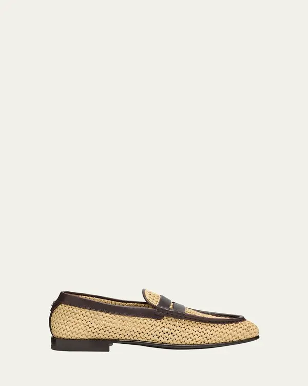 Dolce & Gabbana City Blanco Woven Raffia Penny Loafers - Org  display picture 2