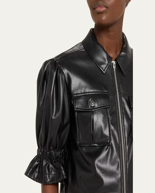 Cinq À Sept Holly Cropped Vegan Leather Jacket - Black