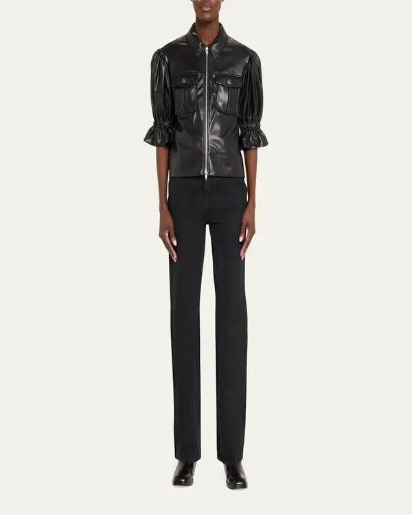 Cinq À Sept Holly Cropped Vegan Leather Jacket - Black
