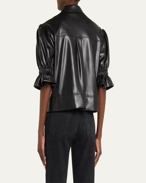 Cinq À Sept Holly Cropped Vegan Leather Jacket - Black