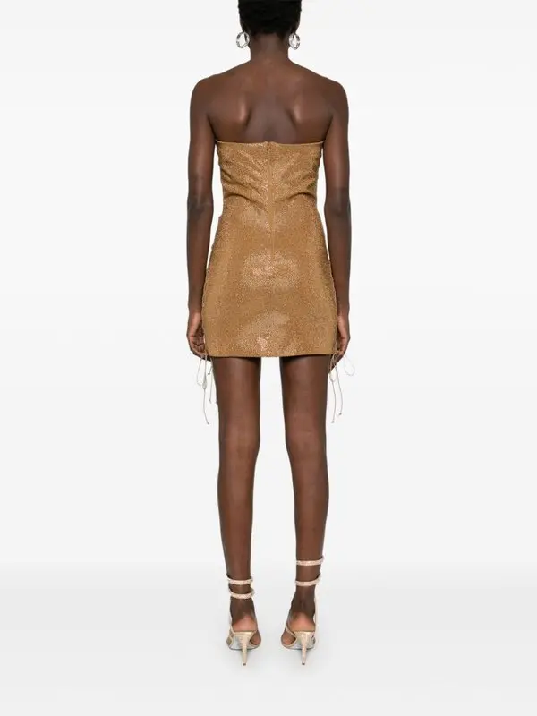 gold mini sequin dress Mac Duggal - Gold Sequined Cape Sleeve Mini Dress