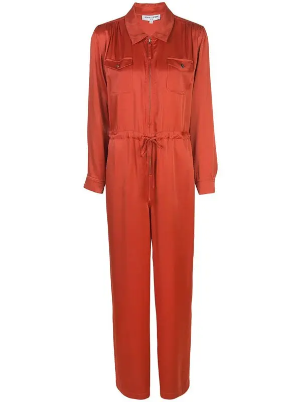 Opening Ceremony Zip-front Long-sleeve Jumpsuit - Orange