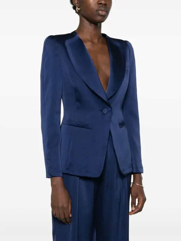 Emporio Armani Satin Blazer In Blue - 47% Off | Editorialist