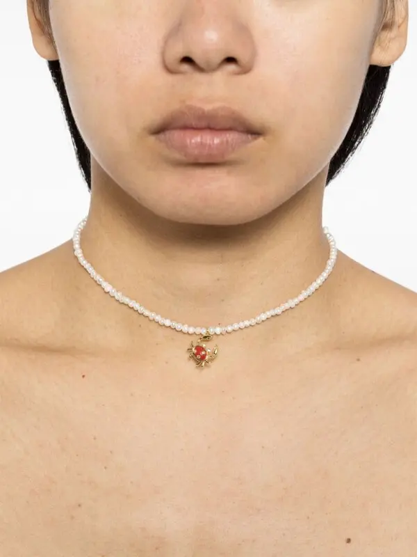 ESHVI Pearl Crab Pendant Necklace - Neutrals