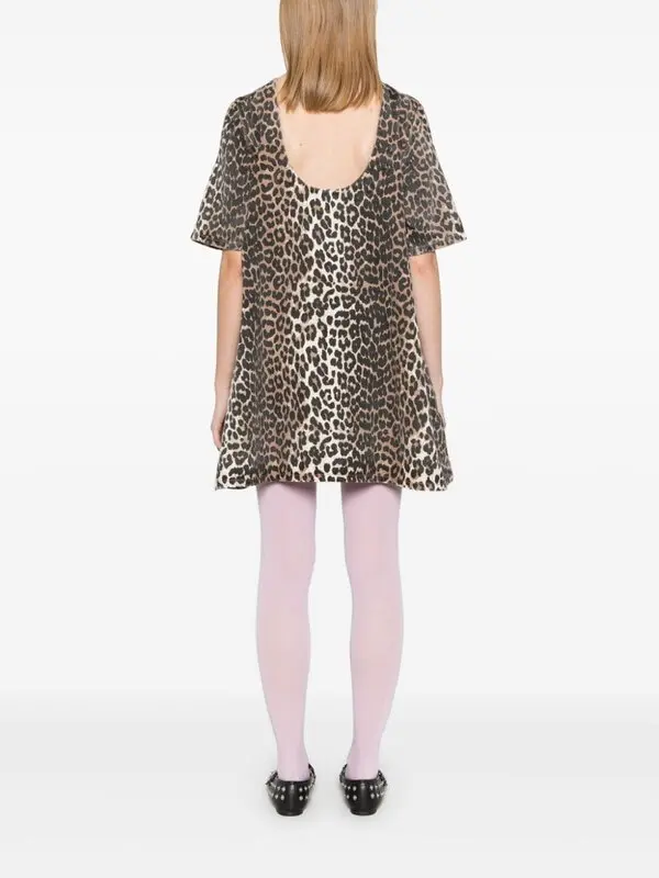 GANNI Leopard-print Denim Mini Dress