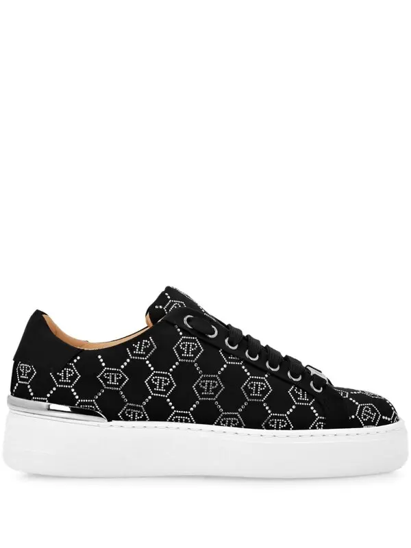 Philipp Plein Rhinestone-embellished Satin Sneakers - Black
