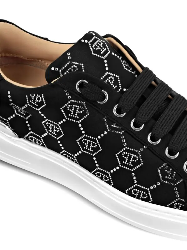 Philipp Plein Rhinestone-embellished Satin Sneakers - Black