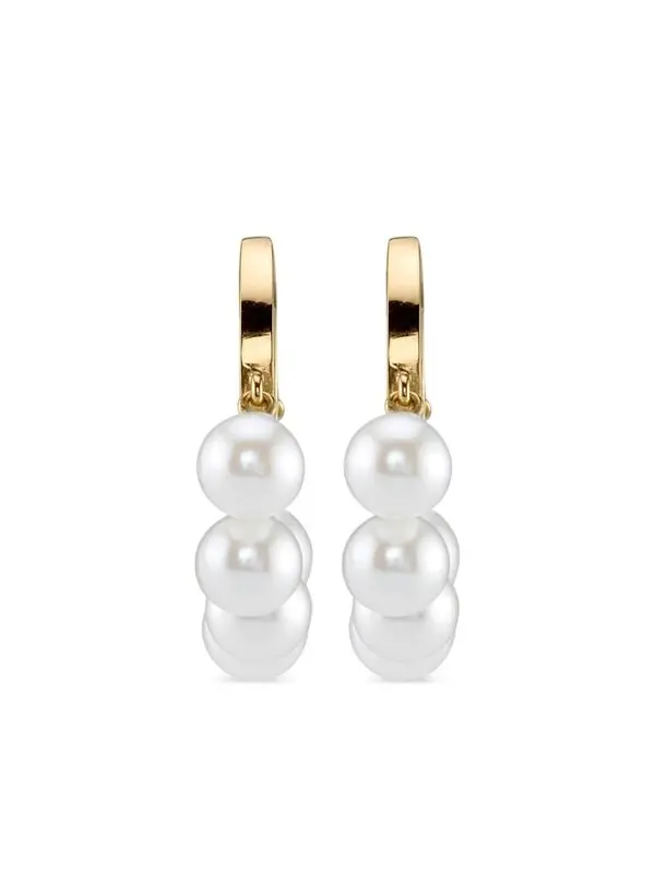 SYDNEY EVAN 14kt Yellow Pearl Drop Hoop Earrings - Gold
