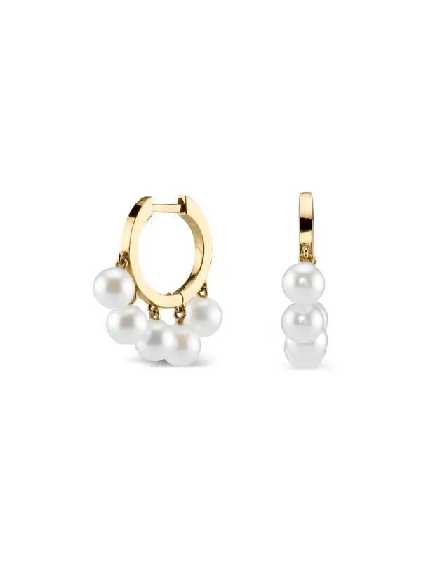 SYDNEY EVAN 14kt Yellow Pearl Drop Hoop Earrings