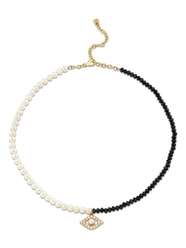 SYDNEY EVAN Evil Eye Pearl Necklace - Gold