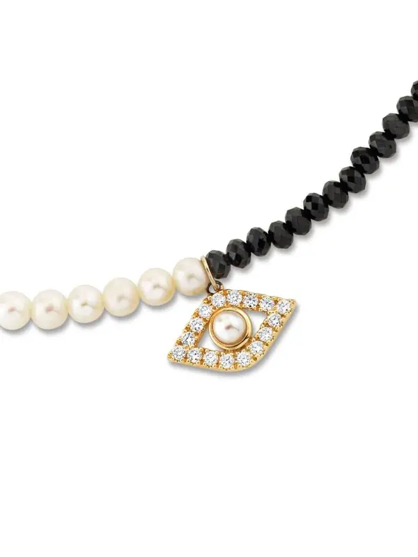 SYDNEY EVAN Evil Eye Pearl Necklace