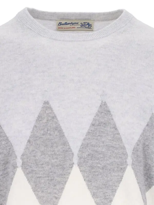 BALLANTYNE Argyle-intarsia Jumper - Grey
