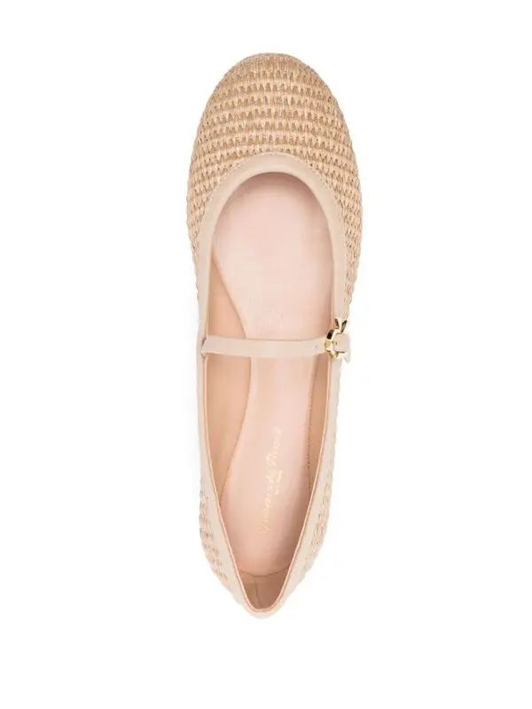 GIANVITO ROSSI Carla Raffia Ballet Flats