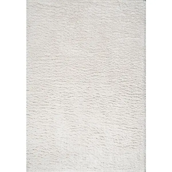 JONATHAN Y Groovy Solid Shag Area Rug - Ivory