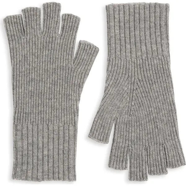 Vince Fingerless Wool & Cashmere Gloves - Heather Grey