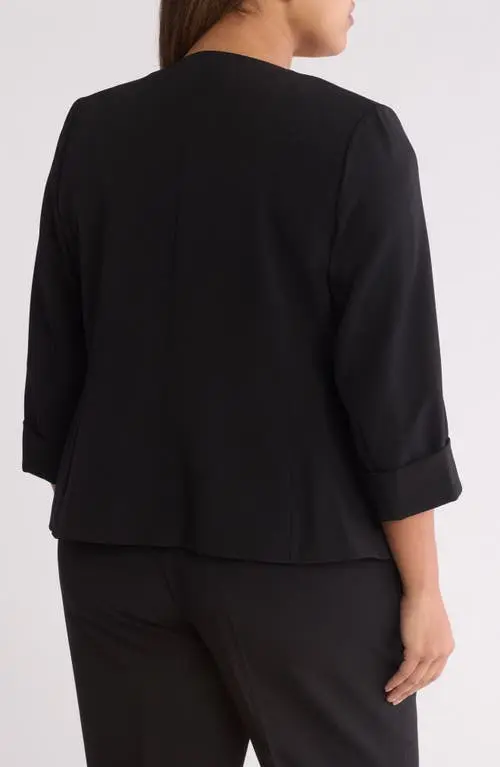 KASPER Cardigan-style Stretch Crepe Blazer - Black