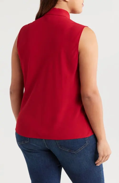 KASPER Sleeveless Tie-neck Top - Fire Red