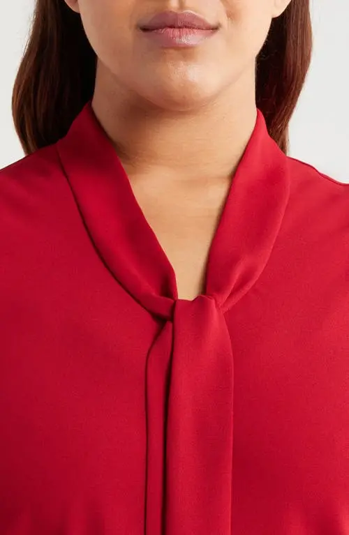 KASPER Sleeveless Tie-neck Top - Fire Red