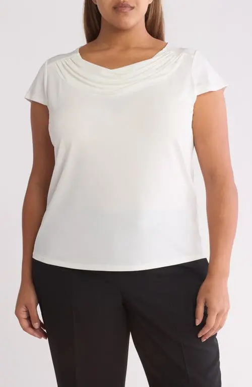 KASPER Cap Sleeve Cowl Neck Top - Vanilla Ice