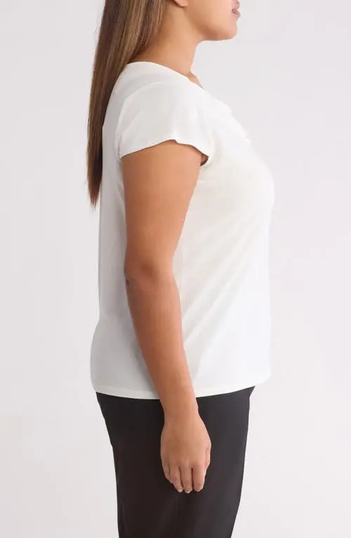 KASPER Cap Sleeve Cowl Neck Top - Vanilla Ice