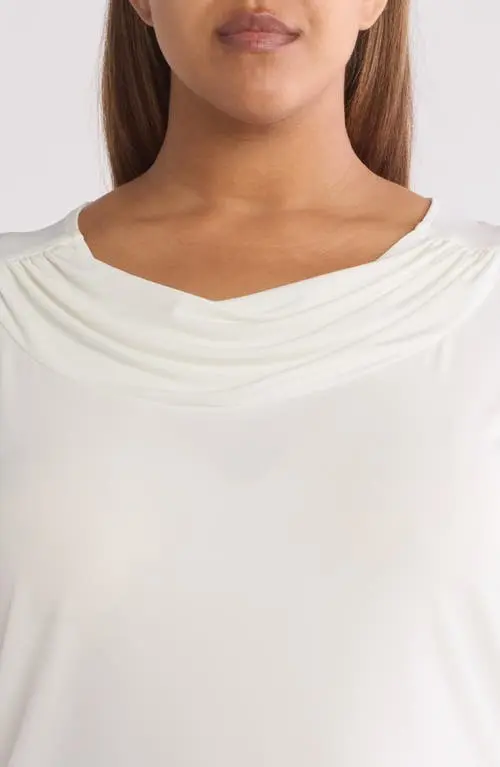 KASPER Cap Sleeve Cowl Neck Top - Vanilla Ice