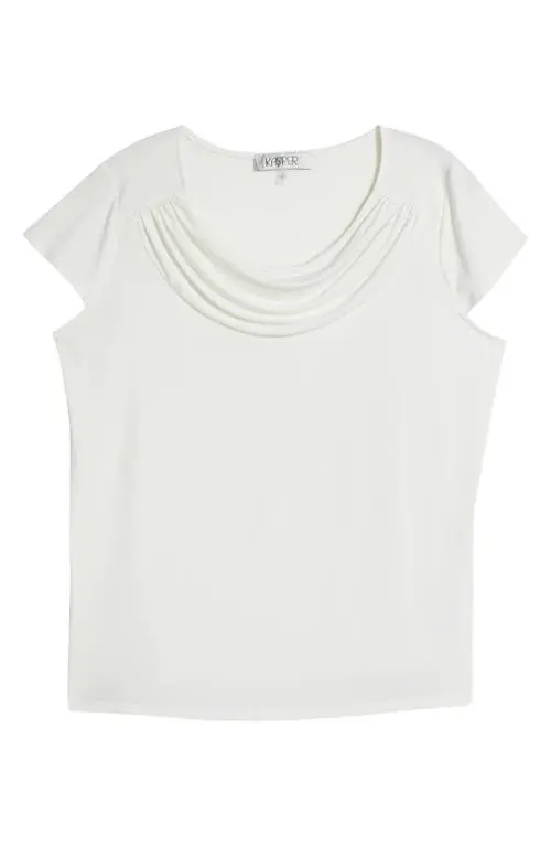 KASPER Cap Sleeve Cowl Neck Top - Vanilla Ice