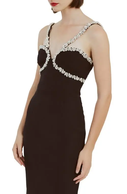 Bardot Amalia Diamante Detail Midi Dress - Black | Editorialist