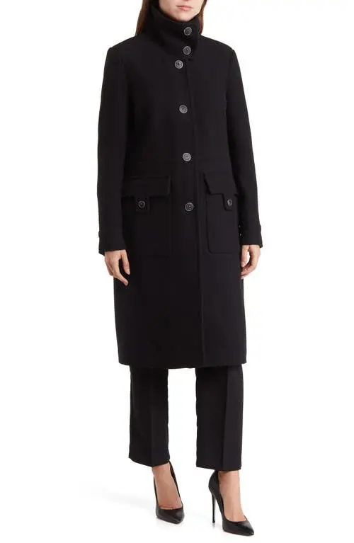 Andrew Marc Almedia Wool-blend Twill Coat - Black