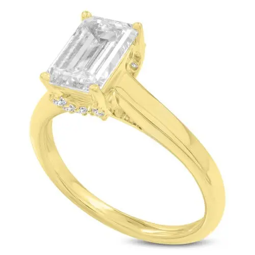 LUVMYJEWELRY Narine 2.15 Ct. Emerald Cut Lab Grown Diamond Ring - 14k Yellow Gold