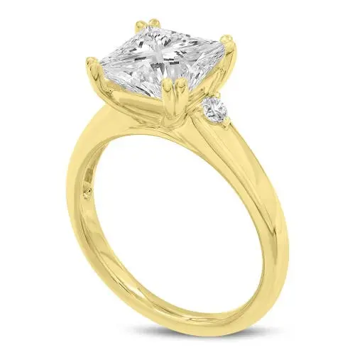 LUVMYJEWELRY Antoaneta Princess Cut Lab Grown Diamond Ring - 14k Yellow Gold