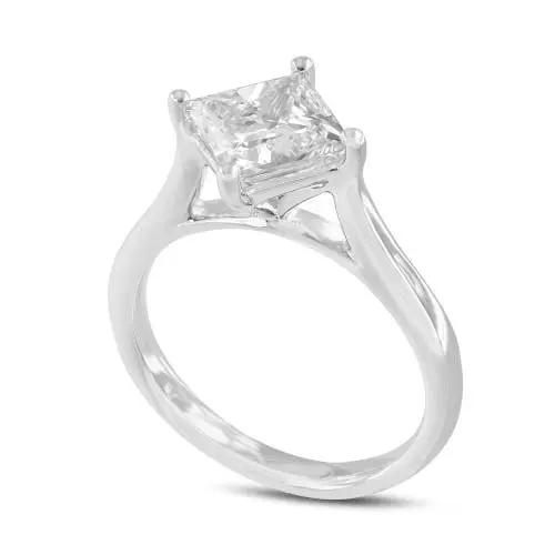 LUVMYJEWELRY 2.1 Ct Elitsa Princess Cut Lab Grown Diamond Engagement Ring - 14k White Gold