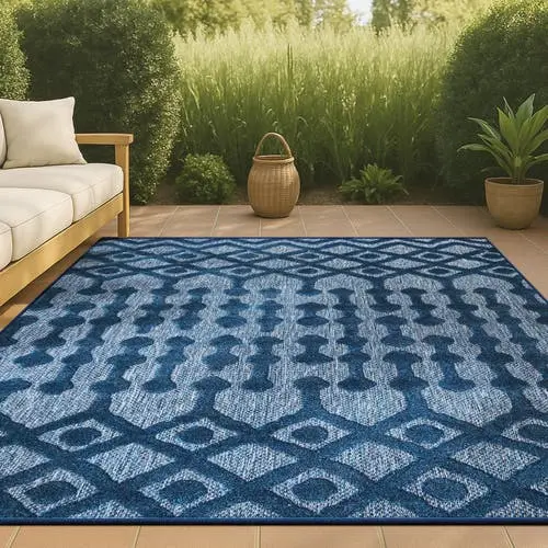 JONATHAN Y Peralta Moroccan Diamond Indoor/outdoor Area Rug - Navy