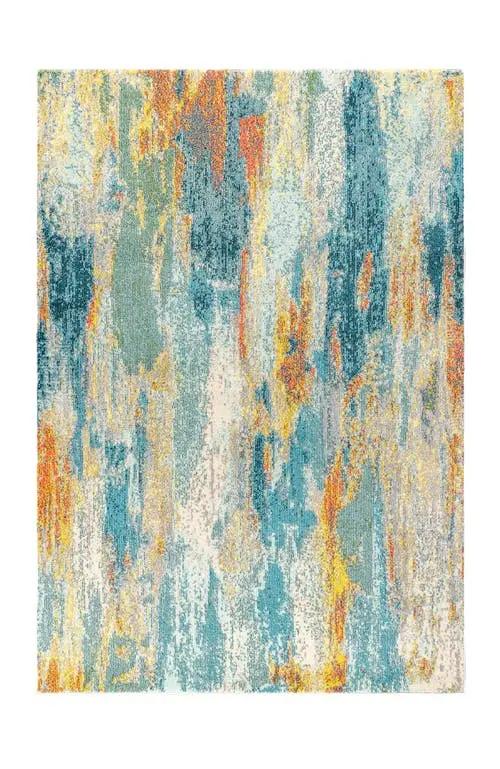 JONATHAN Y Contemporary Pop Modern Abstract Vintage Waterfall Area Rug - Blue/cream/yellow