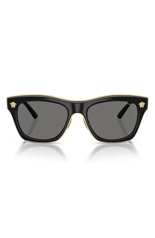 Versace 53mm Polarized Rectangular Sunglasses - Black
