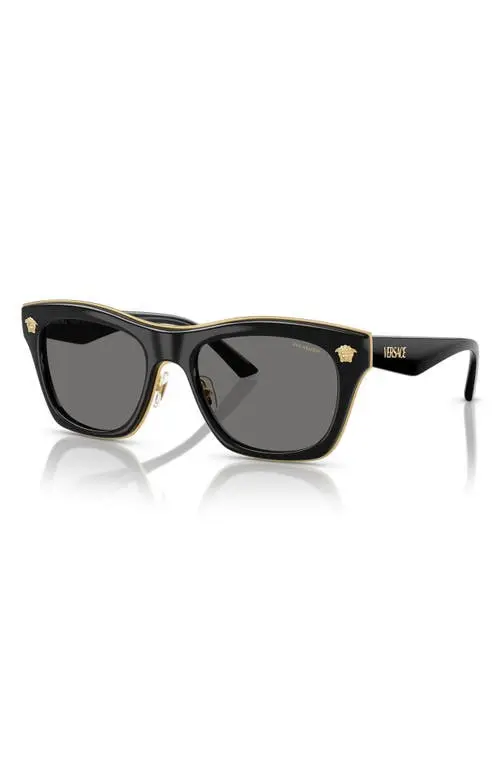 Versace 53mm Polarized Rectangular Sunglasses - Black