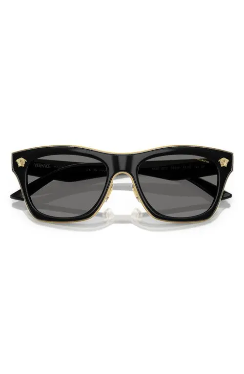Versace 53mm Polarized Rectangular Sunglasses - Black