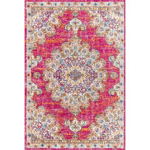 JONATHAN Y Bohemian Flair Boho Vintage Medallion Area Rug - Pink/cream