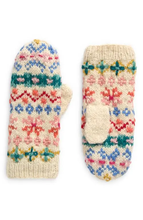 FRENCH KNOT River Hand Knit Wool Mittens - Natural