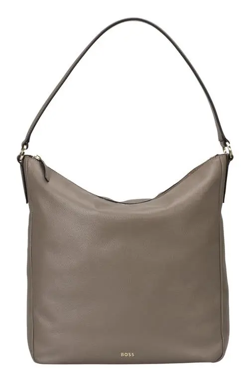BOSS Alyce Leather Hobo Bag - Medium Brown