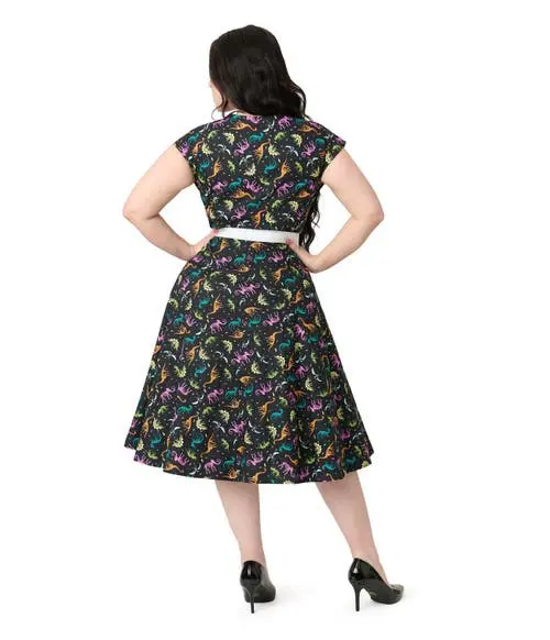 Unique Vintage 1950s Hedda A-Line Swing Dress - Black | Editorialist