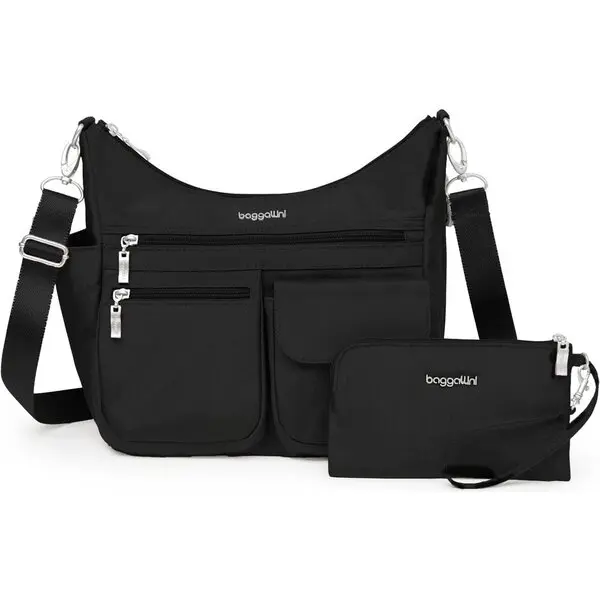 BAGGALLINI Modern Everywhere Hobo Crossbody Bag With Wristlet - Black