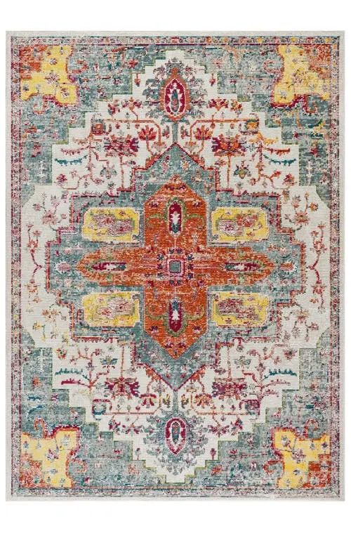 JONATHAN Y Zafra Vintage Medallion Area Rug - Coral/blue/multi