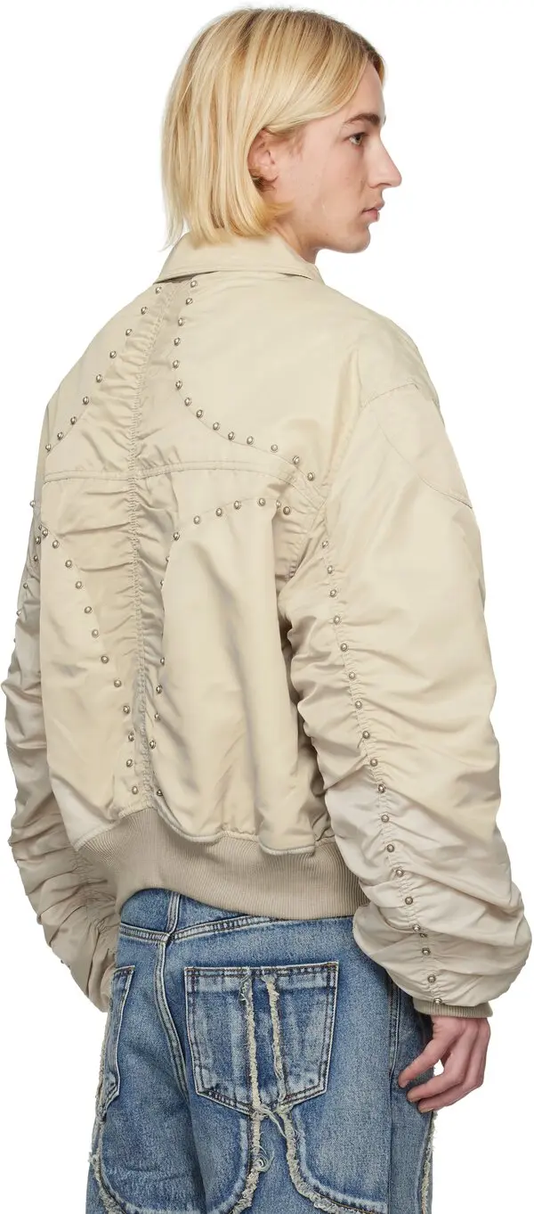 Thug Club A Wingless Bird' Bomber Jacket In Ivory - 50% Off