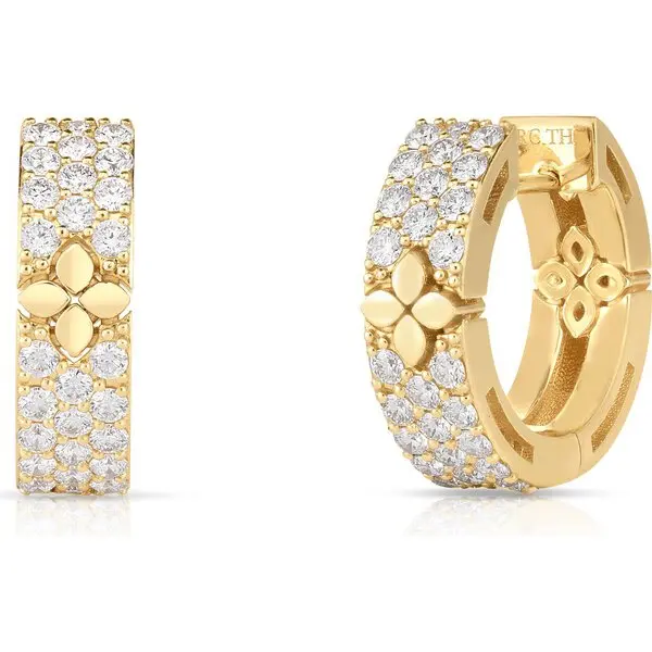 Roberto Coin Love In Verona Diamond Hoop Earrings - Yellow Gold